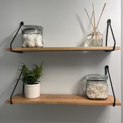 Wood Wall Shelf With Hanging Wire Natural/black - Threshold™ : Target