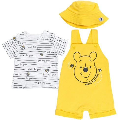 Disney Winnie The Pooh Baby Boys 3 Piece Outfit Set Overalls T shirt Hat 0 3 Months Target