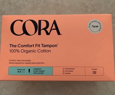Cora Organic Cotton Tampons - Regular Absorbency - 32ct : Target