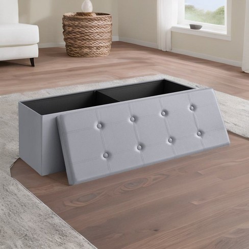 Songmics 43 Inches Folding Storage Ottoman Bench Light Gray : Target
