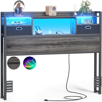 Aheaplus Storage Headboard With Power Outlet And Rgb Led Lights, Head ...