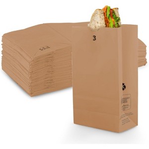 MT Products Brown Paper Bags 3 lb - Disposable Paper Lunch Bags - Pack ...
