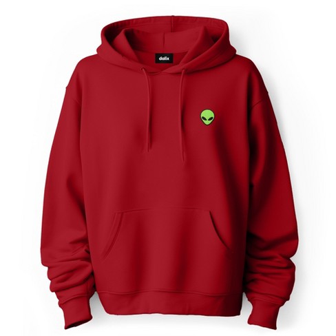 Dalix Alien Embroidered Fleece Zip Hoodie Cold Fall Winter Mens In Red ...