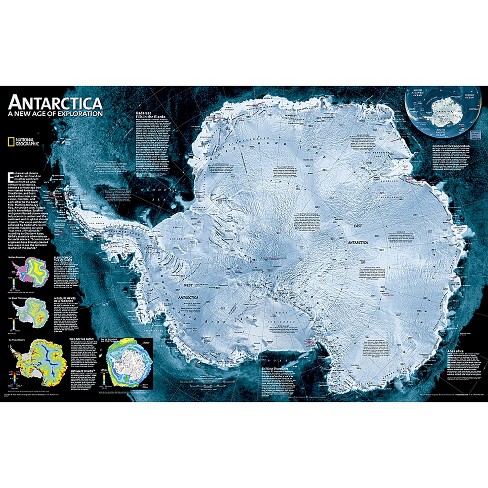 National Geographic Antarctica Satellite Map, Laminated, 31.25" X 20.25 ...