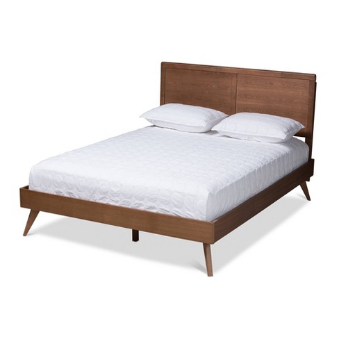 King Zenon Finished Wood Platform Bed Brown - Baxton Studio: Mid ...