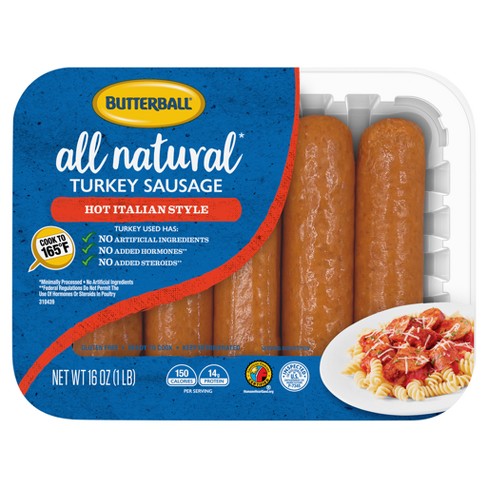 Butterball All Natural Hot Italian Style Lean Turkey Sausage 16oz Target