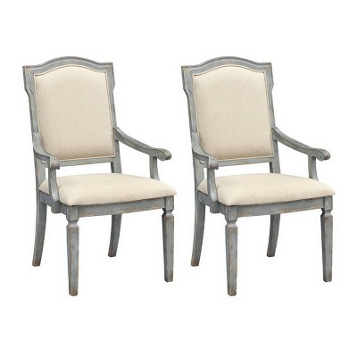Set Of 2 Chateau Upholstered Dining Arm Chairs Brown - Treasure Trove ...