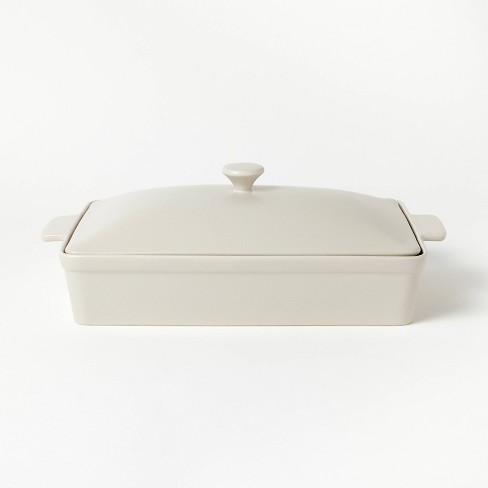 4qt Stoneware Rectangle Baking Dish With Lid Light Gray - Figmint™ : Target