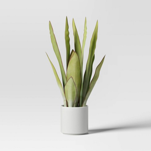 Large Artificial Snake Plant - Threshold™: 21" Faux Flora In Stoneware ...