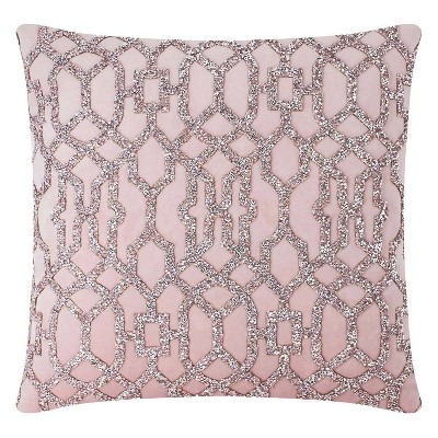 16"x16" Lattice Square Throw Pillow Pink - Sparkles Home: Velvet ...