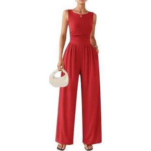 Ekouaer Jumpsuits for Women One Piece Jumpsuit Wide Leg Sleeveless ...