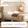 Bestier Queen Bed Frame, Wingback Upholstered Platform Bed with Thick ...