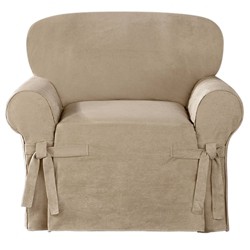 Farmhouse Basketweave Chair Slipcover Oatmeal - Sure Fit : Target