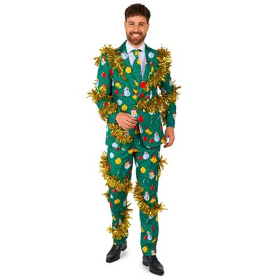 Suitmeister Men's Christmas Party Suits - Christmas Deco - Green - Size ...