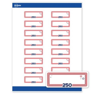 Avery® Matte 1" x 2-5/8" Labels, America 250, Silver, 320ct : Target