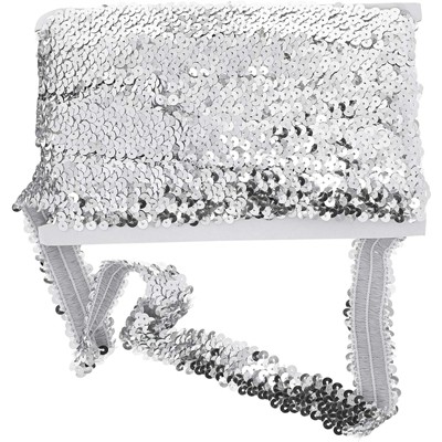 Bright Creations Elastic Silver Sequin Ribbon Trim Sewing Crafts Diy ...