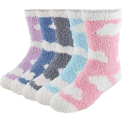 Market & Layne Women's 5 Pair Fuzzy Socks, Adults Super Comfy Socks ...