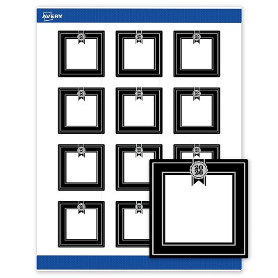 Avery® Matte 2" x 2" Labels, Silver & Black Seal, 120ct : Target