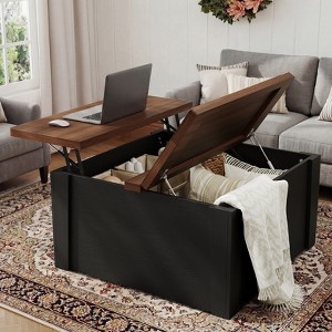 31.5 Inch Square Lift Top Coffee Table Featuring 1.18in Thick Dual Flip ...