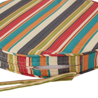 Kensington Garden 2pc 18" Round Outdoor Chair Cushions Sunset Stripe ...