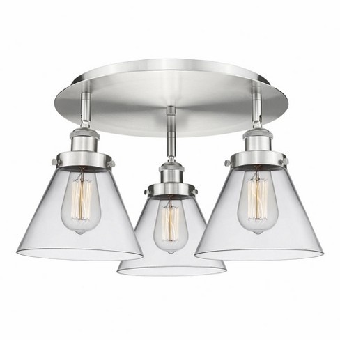 Innovations Lighting Cone 3 - Light Flush Mount In Satin Nickel : Target