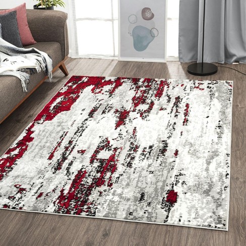 Luxe Weavers Modern Distressed Abstract Red 8x10 Area Rug : Target