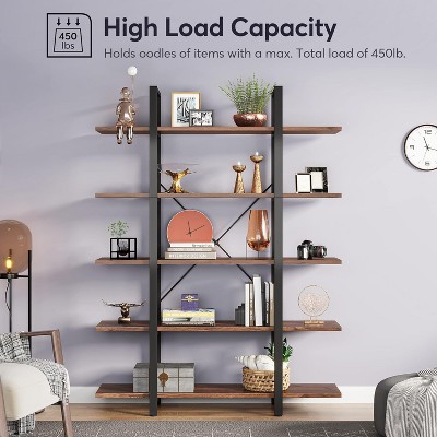 Tribesigns 72" 5-tier Industrial Bookshelf Retro Brown : Target
