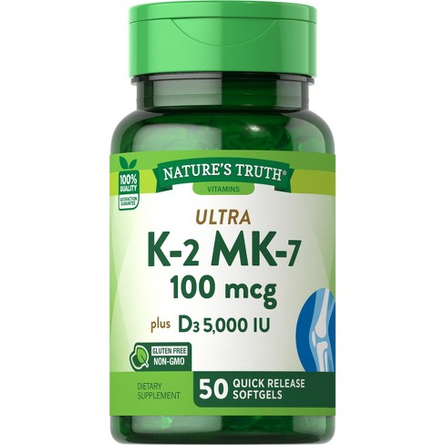 Nature's Truth Vitamin K2 Complex 800mcg With Mk4 Mk7 | 50 Softgels ...
