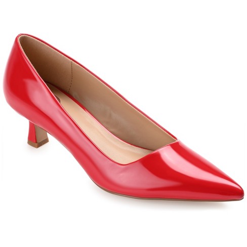Journee Collection Womens Celica Slip On Kitten Heel Pointed Toe Pumps Patent/red 5.5 : Target