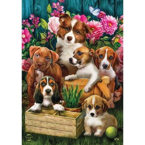 In The Garden Spring Garden Flag Dogs Puppies 18" X 12.5" Briarwood ...