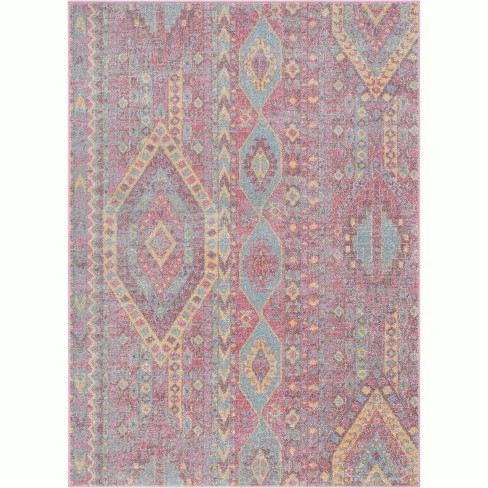 Well Woven Ollie Bohemian Vintage Blush Diamond Stripes Pattern 9'3" X ...