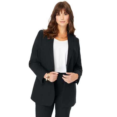 Roaman's Women's Plus Size Bend Over Blazer - 18 W, Black : Target