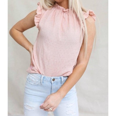 Women's Woven Textured Ruffle Top - 24-hrs Fashion M : Target