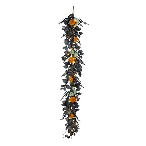 6' Prelit Led Halloween Pumpkin Garland White Lights - National Tree ...