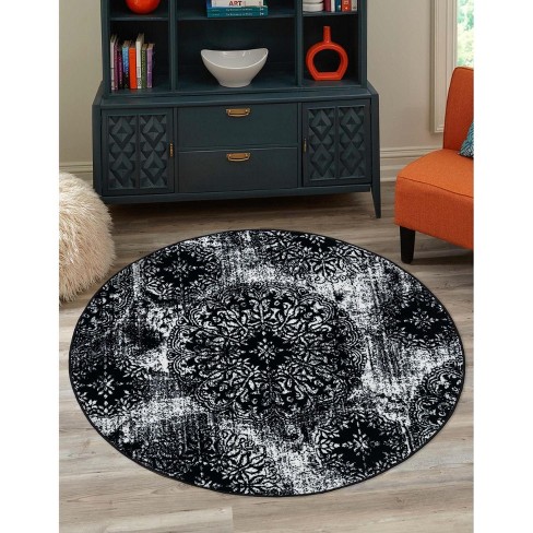 Unique Loom 7' 1 X 7' 1 Sofia Grand Black Round Area Rug : Target
