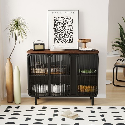 Nicbex Buffet Cabinet With Storage Glass Door Modern Sideboard Cabinet ...