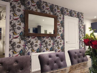 Jardin Grey Floral Birds Paste The Wall Wallpaper : Target