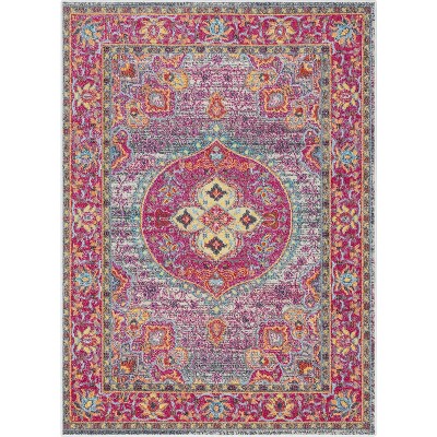 Well Woven Indoor Outdoor Celesine Fuchsia Persian Medallion 7'10" X 10 ...