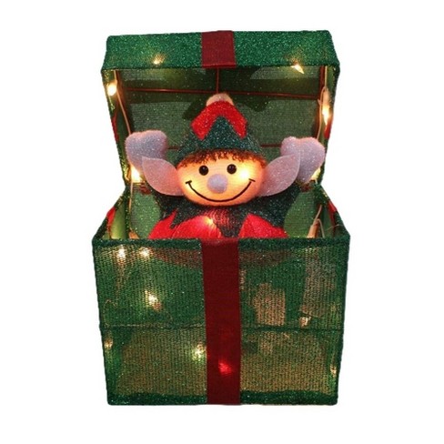 Skymall Decorative Lighted Animated Pop Up Elf Box : Target