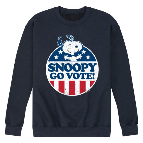 Men's Peanuts Snoopy Go Vote Graphic Fleece Sweatshirt - Navy - Medium ...