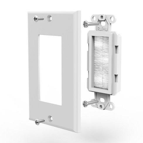 Fosmon 1-gang Wall Plate With Brush - White (screws Included) - 5 Pack ...