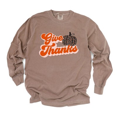 Simply Sage Market Women's Give Thanks Pumpkin Long Sleeve Garment Dyed ...