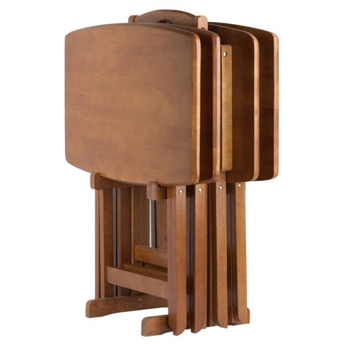 5pc Dylan Oversize Snack Table Set Teak Brown - Winsome: Solid Wood, X ...