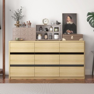 Famapy Yellow 9 Drawer Dresser Minimalist Natural Style Glass Dust ...