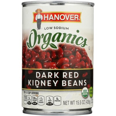 Hanover Organic Dark Red Kidney Beans Low Sodium - Case Of 12 - 15.5 Oz ...
