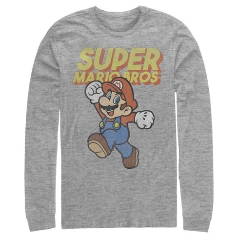 Men's Nintendo Mario Retro Jump Long Sleeve Shirt : Target