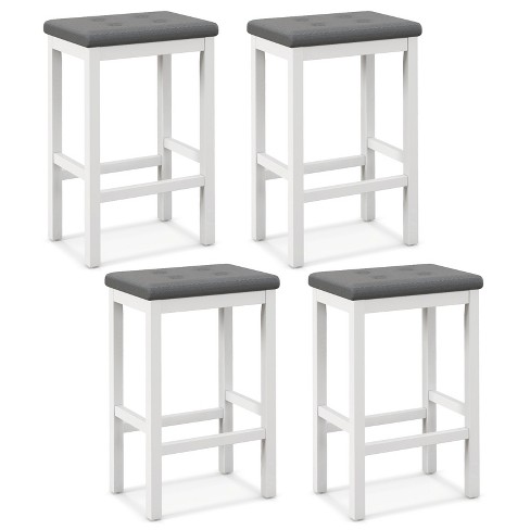 Tangkula Upholstered Bar Stools Set Of 4 Counter Height Stools With ...