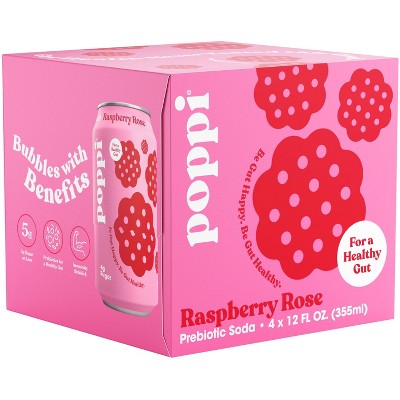 Buy Poppi Raspberry Rose Prebiotic Soda - 4pk/12 fl oz Cans Online at ...