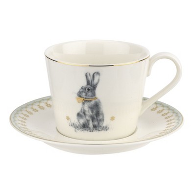 Spode Meadow Lane Teacup With Saucer, 8 Oz. Porcelain Tea/coffee Cup ...