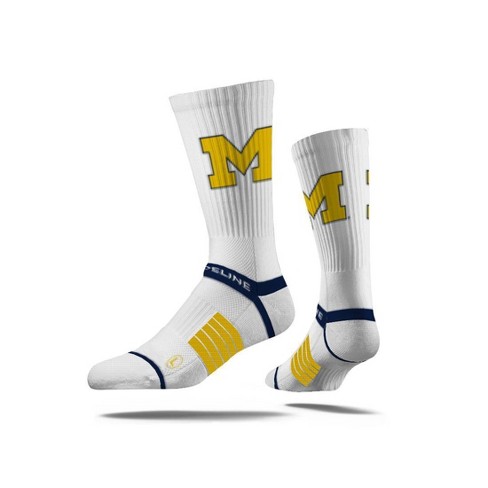 Ncaa Michigan Wolverines Premium Knit Crew Socks - White : Target